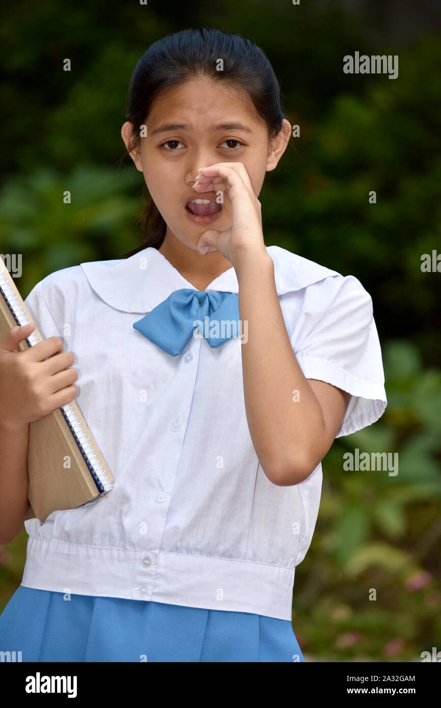 A Shouting Youthful Diverse School Girl Stock Photo - Alamy