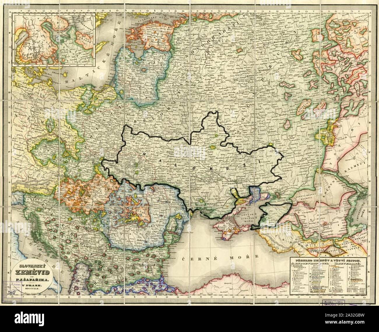 Ethnographic map ‘Slavic lands‘, done by Pavel Šafařík in 1842 (with ...