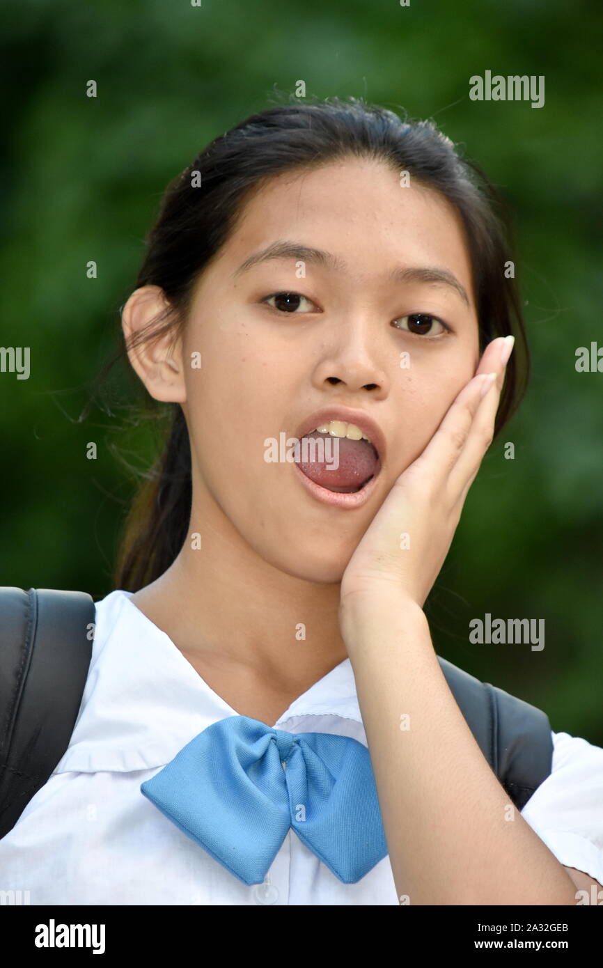 A Startled Cute Filipina Girl Student Stock Photo - Alamy
