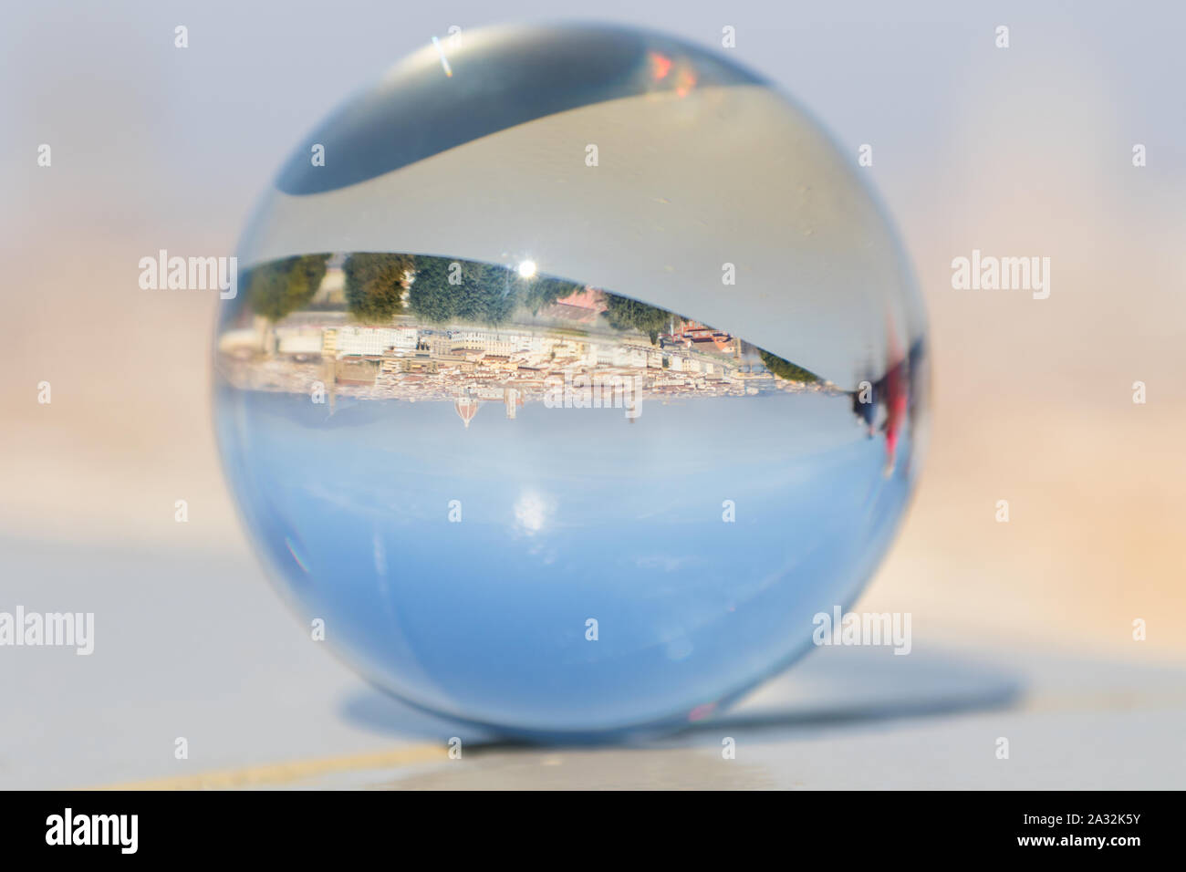 View of Florence reflected in a reflective sphere Stock Photo - Alamy