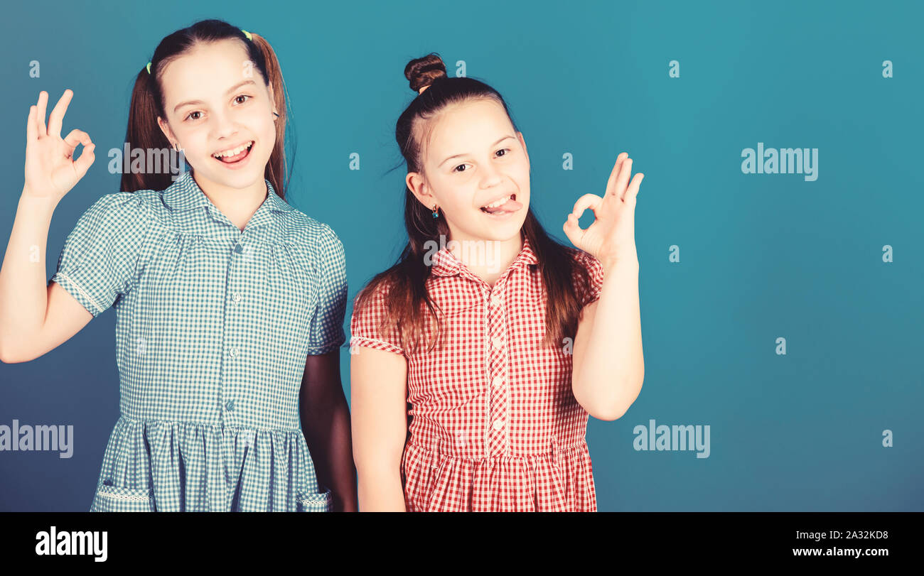 Family love. Sisterhood concept. Happy children play together. Having ...