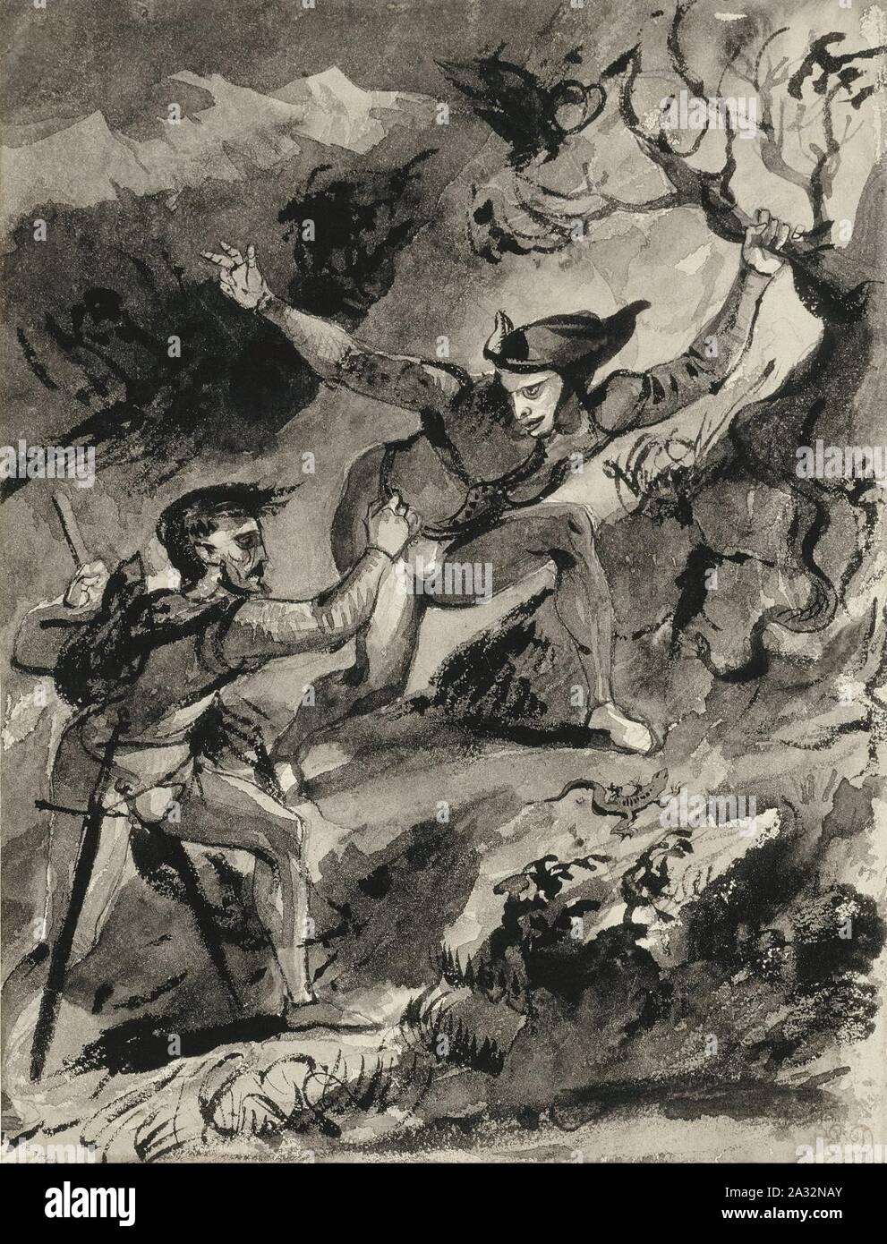 Eugène Delacroix - Faust and Mephistopheles on the Blocksberg Stock ...