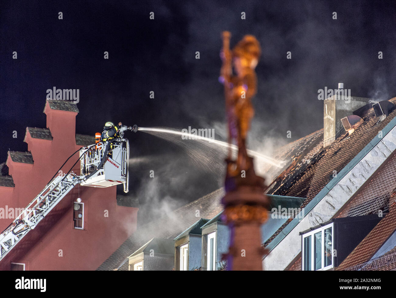 Freiburg, Germany. 04th Oct, 2019. A member of the fire brigade ...