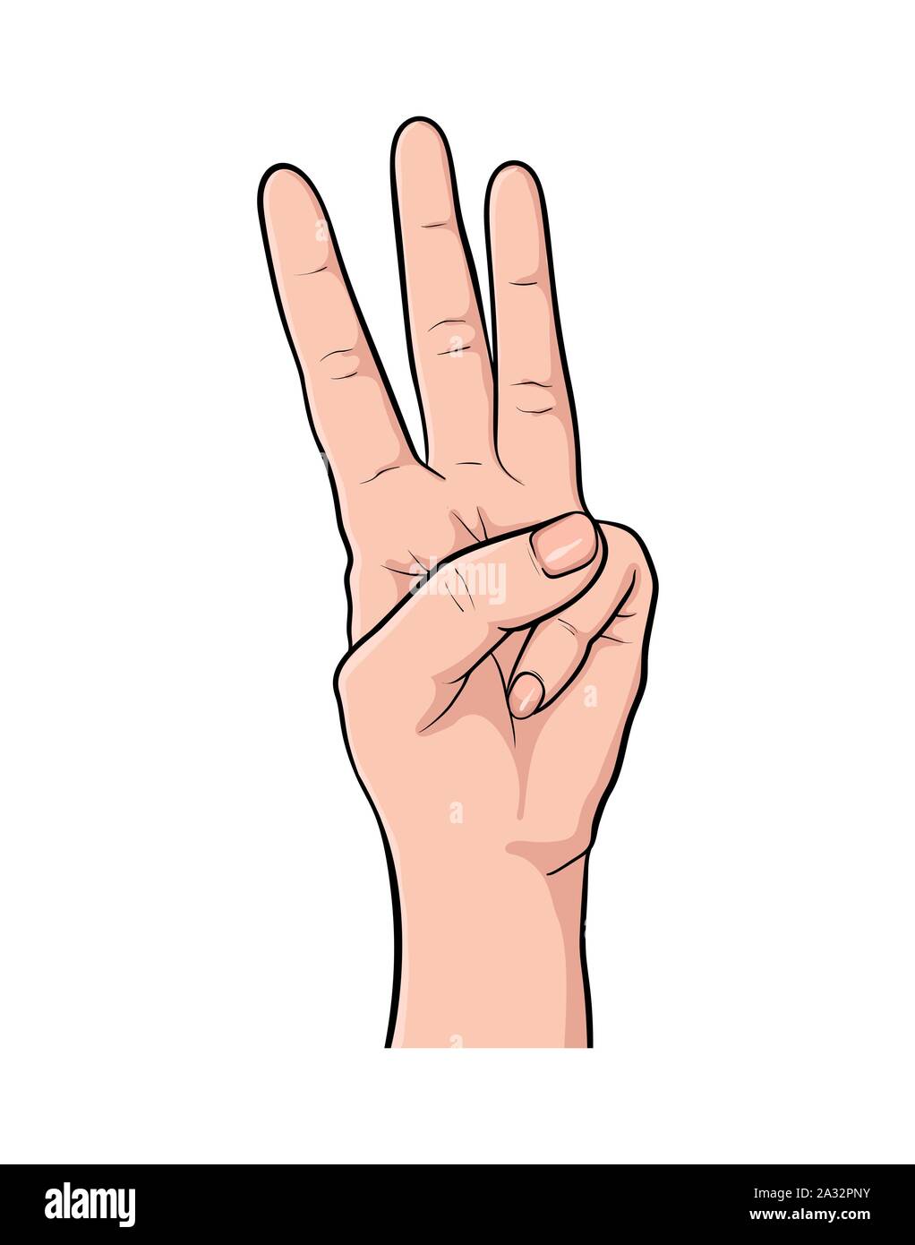Three finger hand gesture hi-res stock photography and images - Alamy