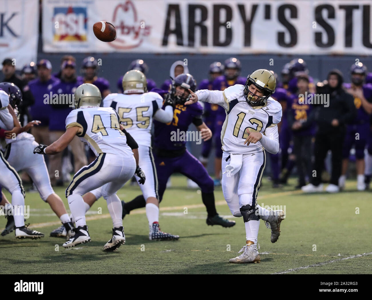 Football action with Tri-Cities Prep vs Rogers High School in Spokane ...