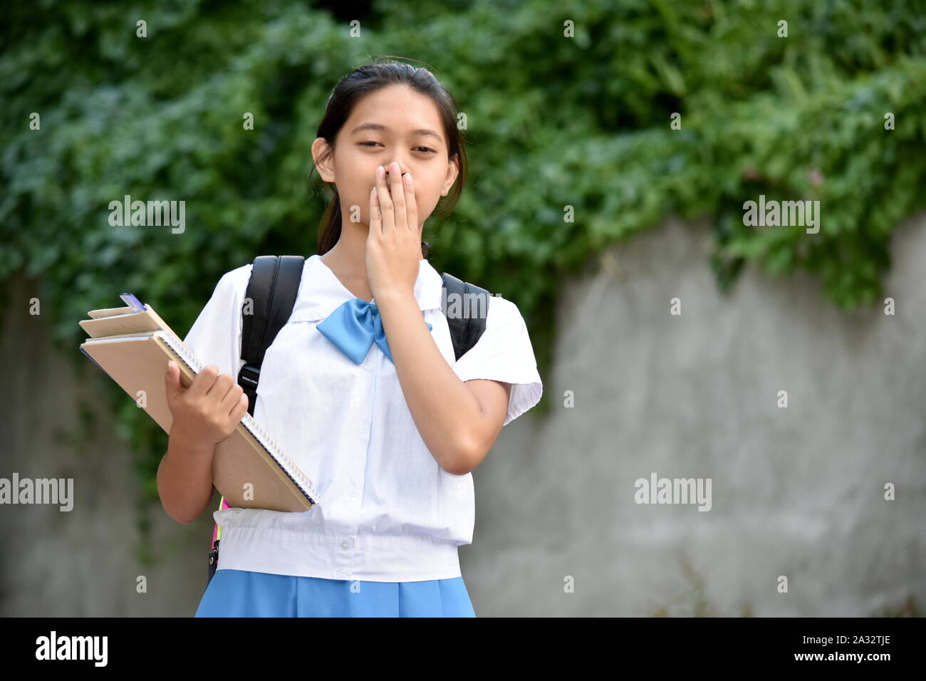 An A School Girl And Shyness Stock Photo - Alamy