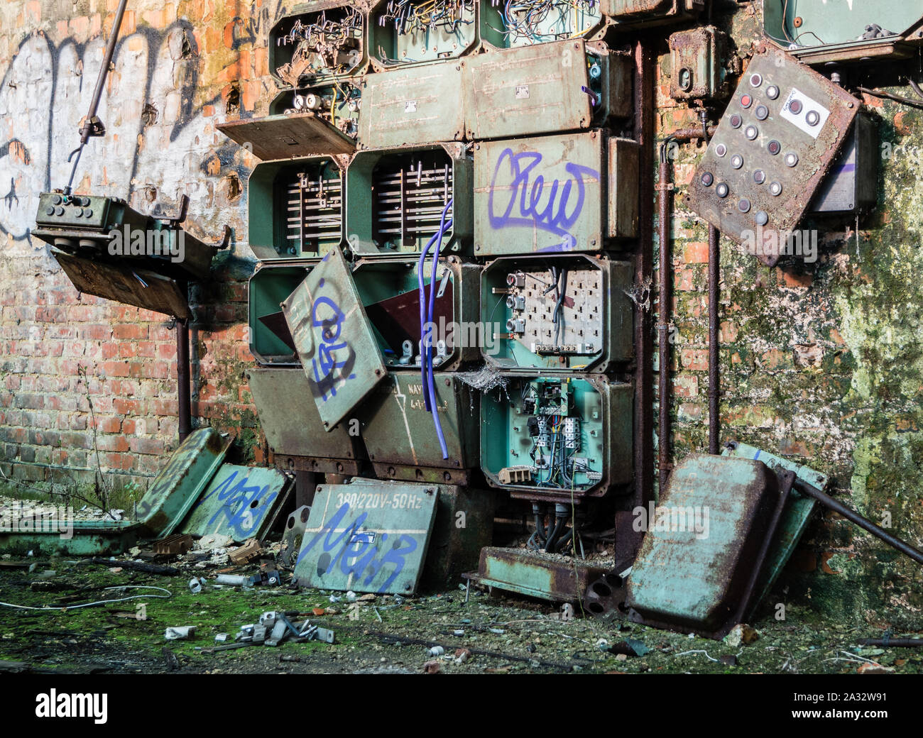 GDR fuse box factory Stock Photo - Alamy