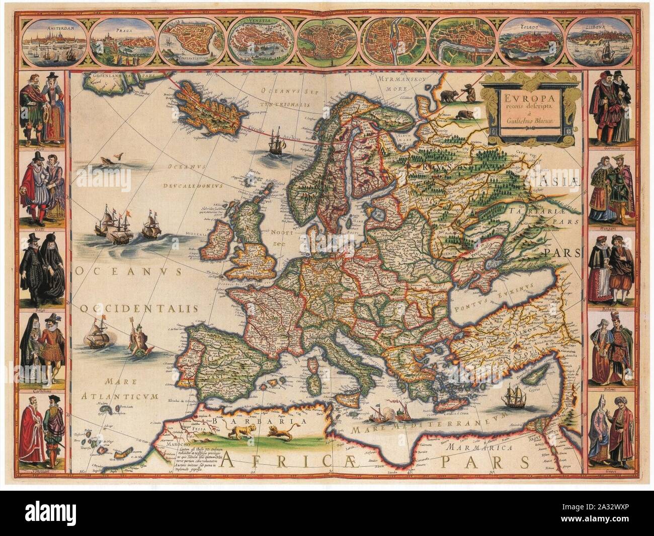 Europa Atlas Blaeuw Stock Photo - Alamy