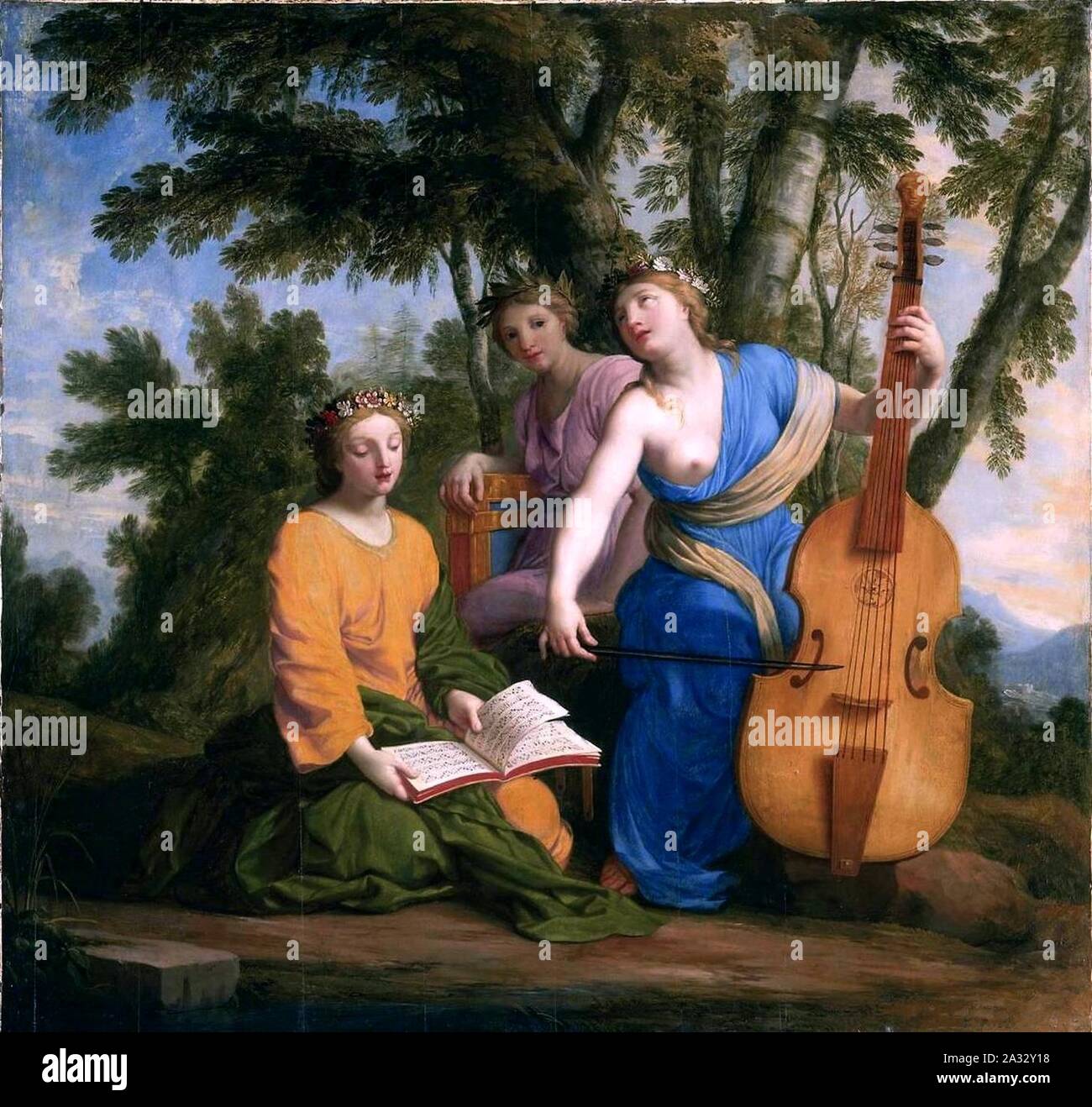Eustache Le Sueur - The Muses Melpomene, Erato and Polyhymnia Stock ...
