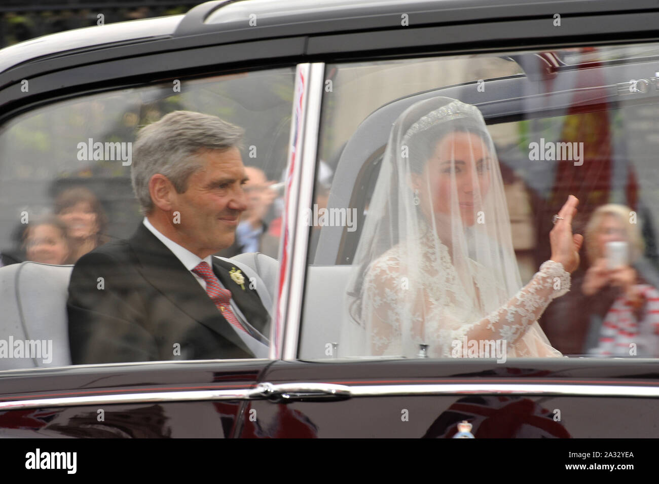 LONDON, UK. April 29, 2011: Catherine Middleton & father Michael ...