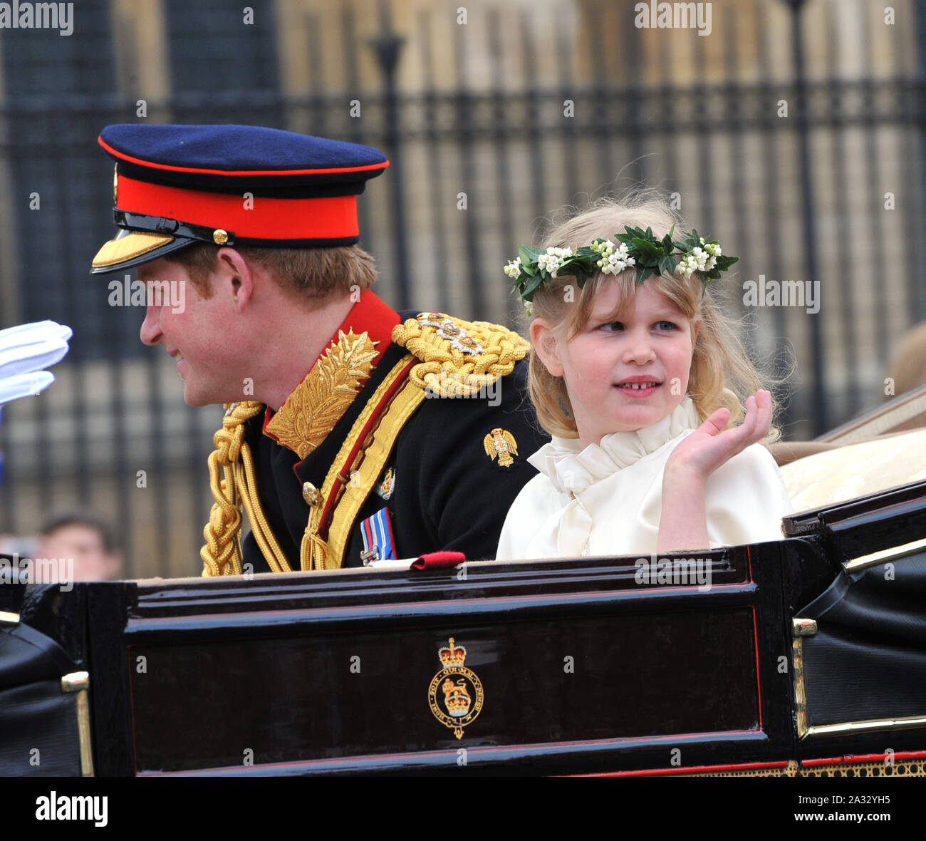 LONDON, UK. April 29, 2011: Prince Harry & Lady Louise Windsor leaving ...