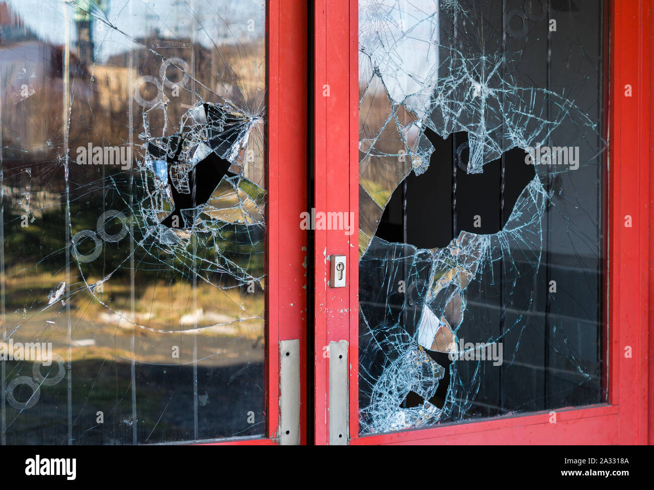 Broken window glass Stock Photo - Alamy