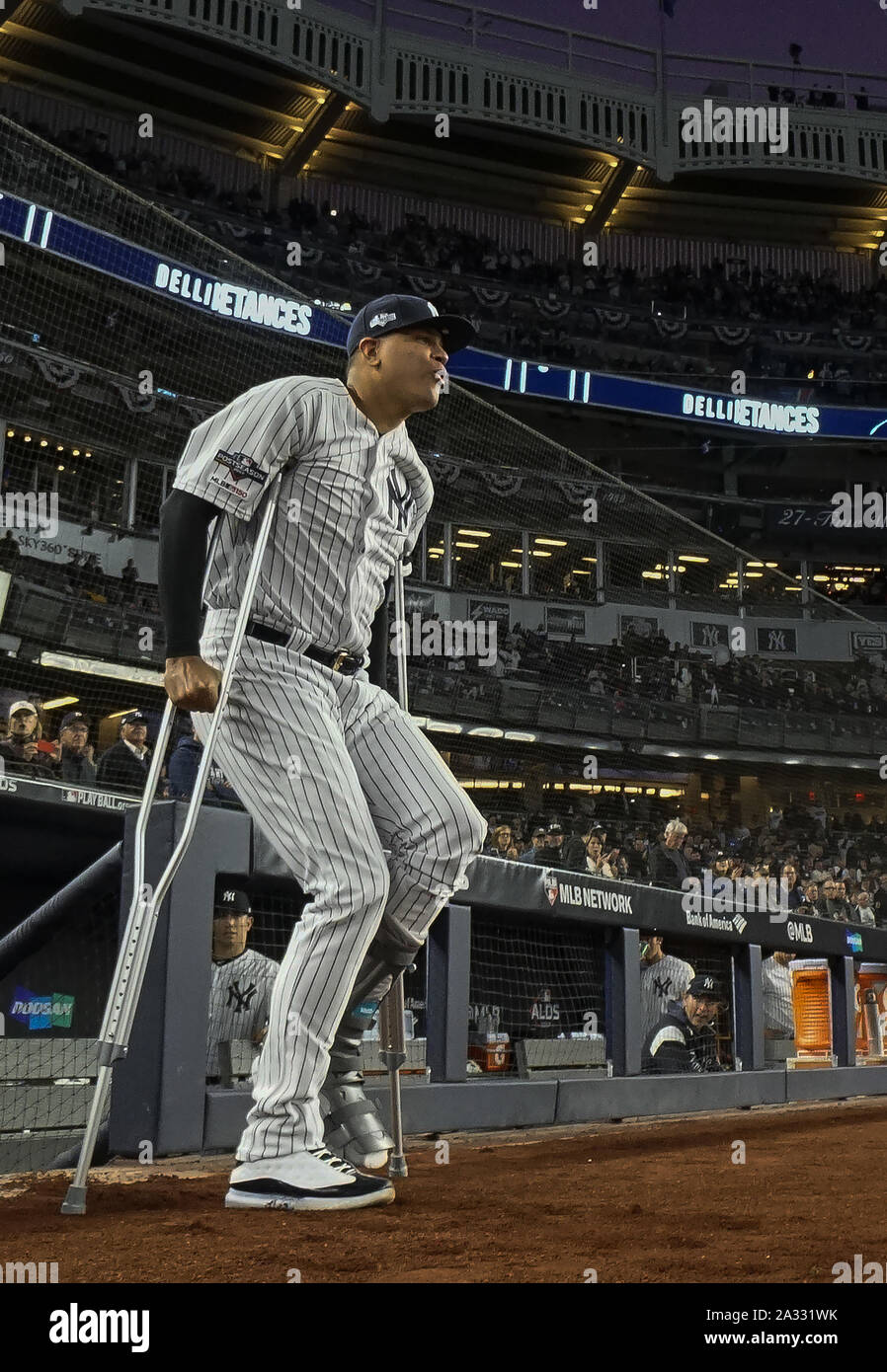 Bronx, USA. 04th Oct, 2019. New York Yankees injured pitcher Dellin ...