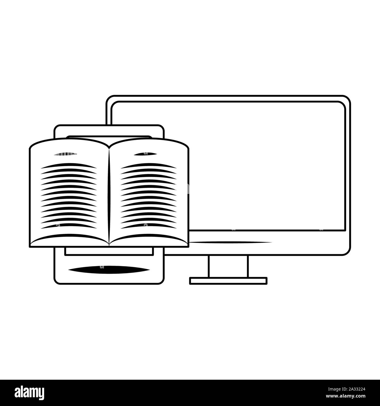 computer and ebook icon Stock Vector Image & Art - Alamy