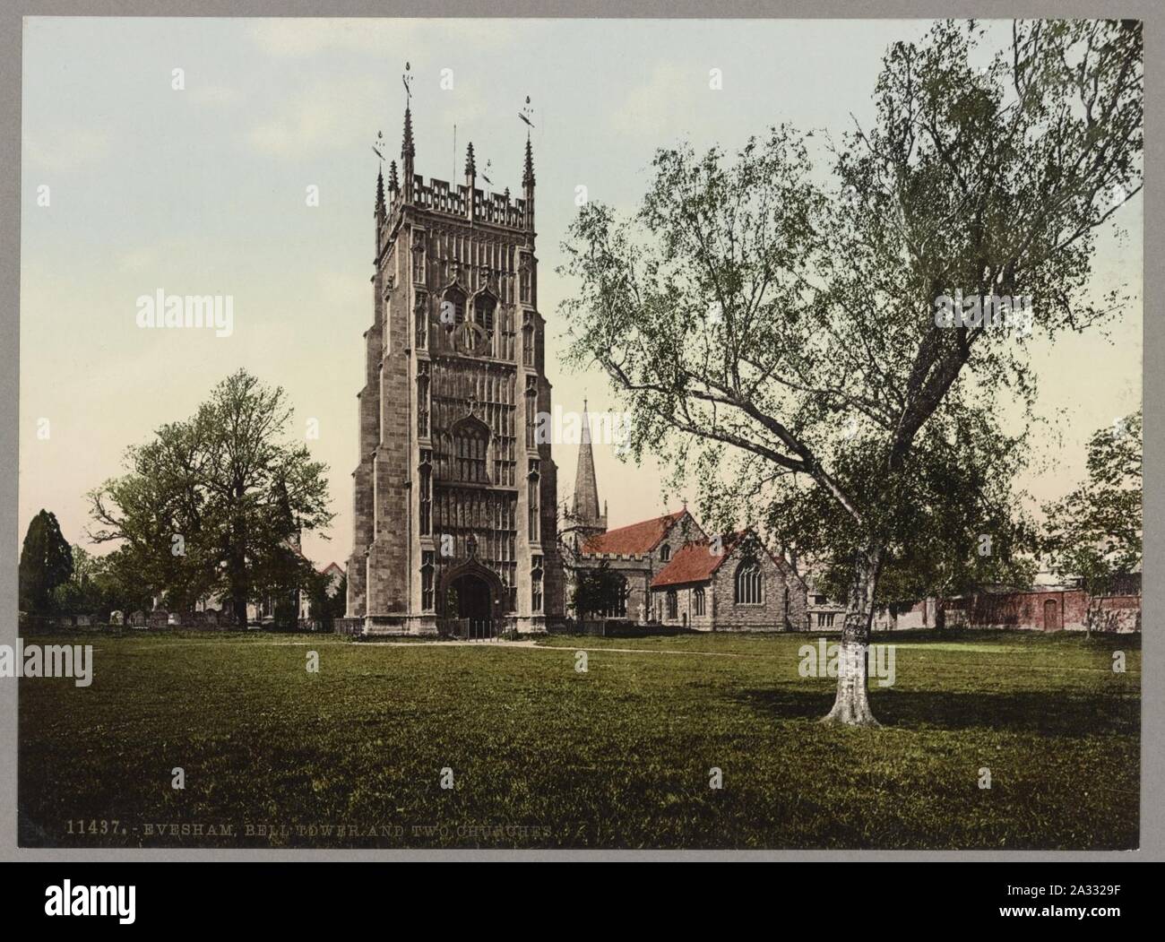 Evesham. Bell Tower and Two Churches Stock Photo - Alamy