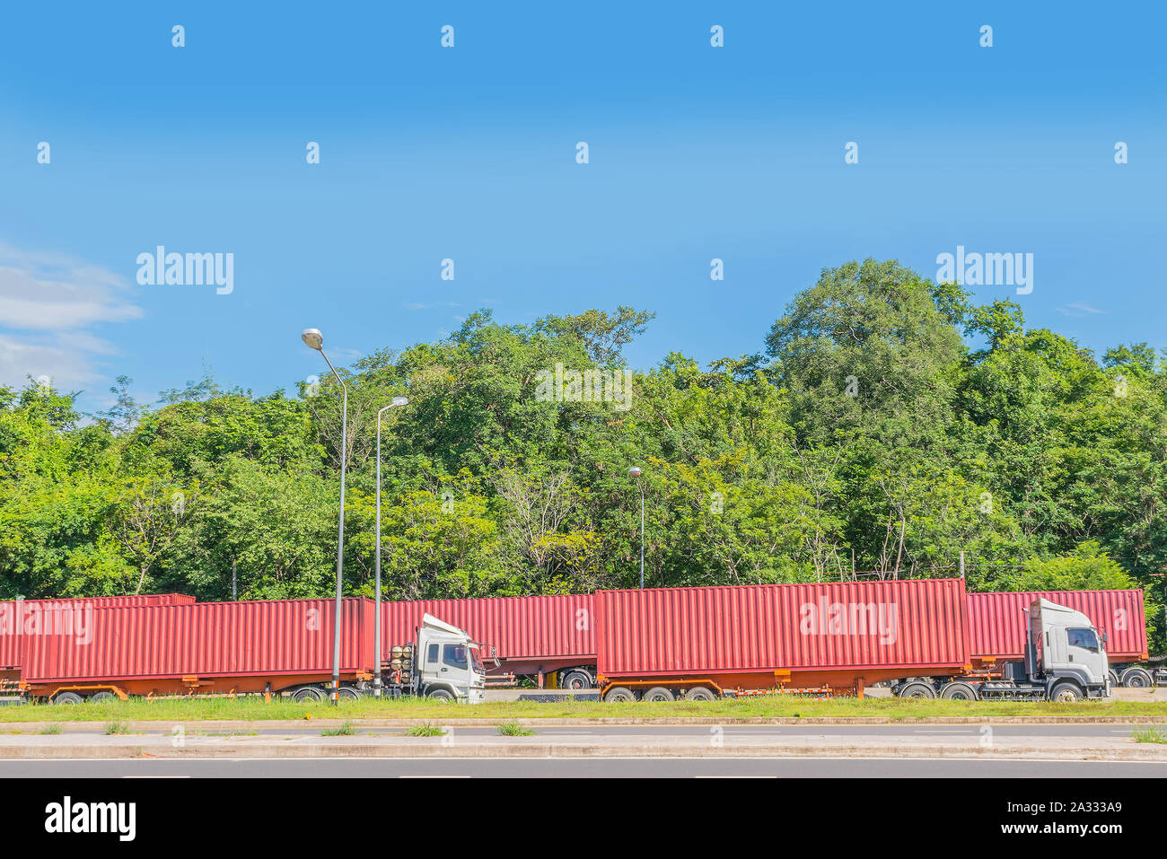 Transportation of cargoes, containers on the truck at the Thailand ...