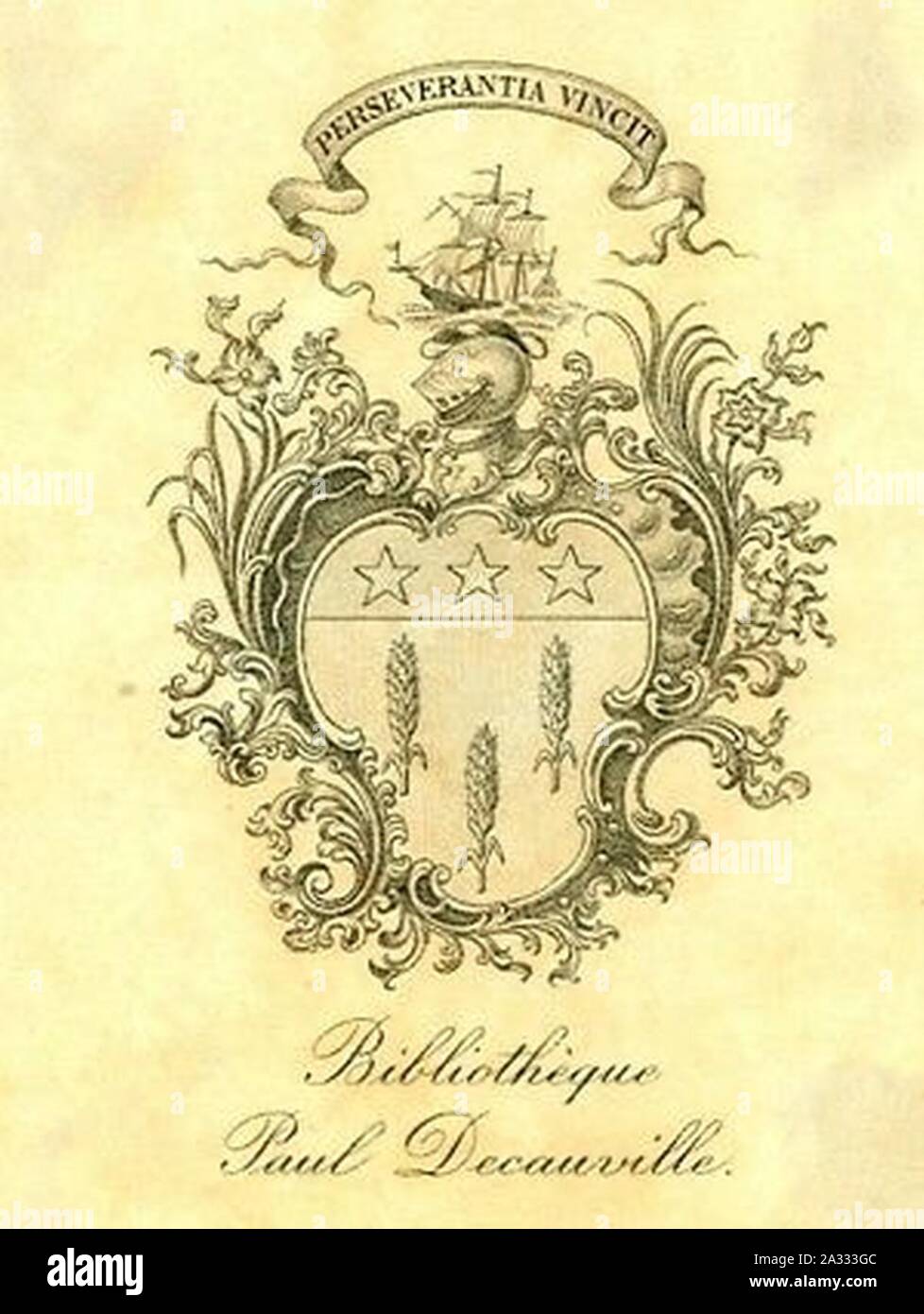 Ex libris Paul Decauville 'perseverantia vincit' Stock Photo - Alamy
