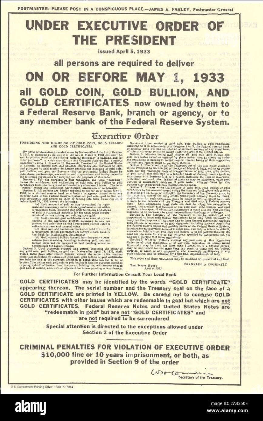 Executive order 6102 hi-res stock photography and images - Alamy