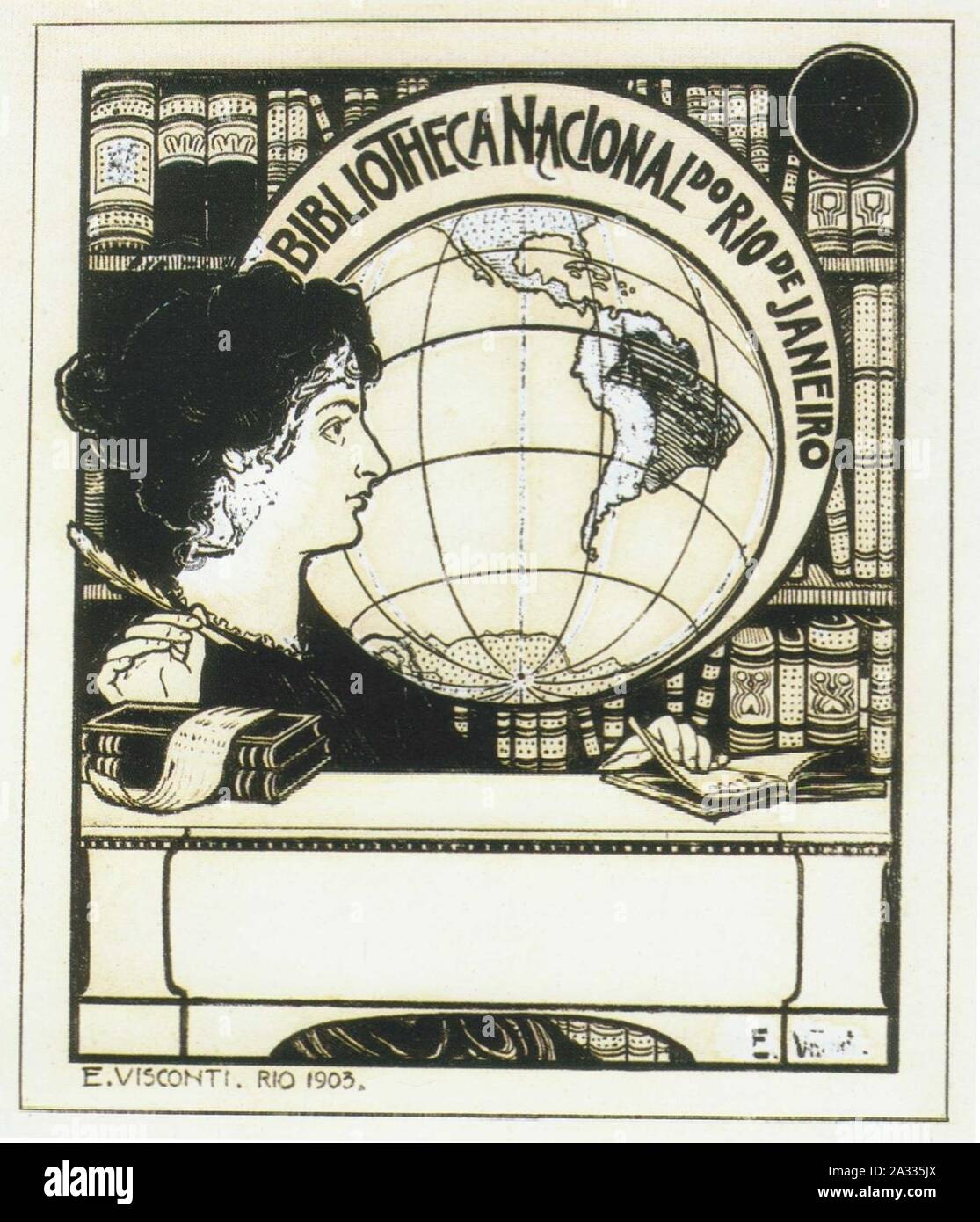 Ex-libris da Biblioteca Nacional BRA-RJ Stock Photo - Alamy