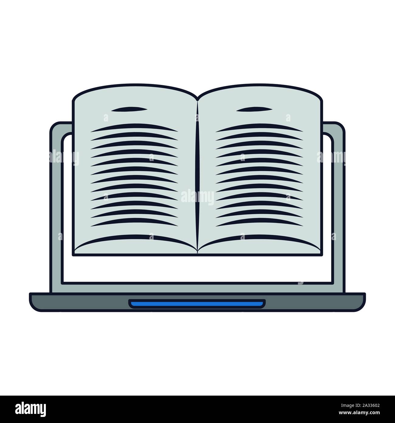 computer and book isolated icon Stock Vector Image & Art - Alamy