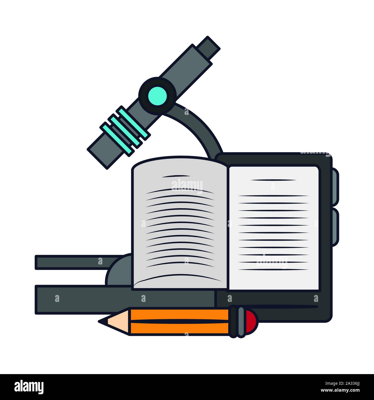 microscope and pencil isolated icon Stock Vector Image & Art - Alamy