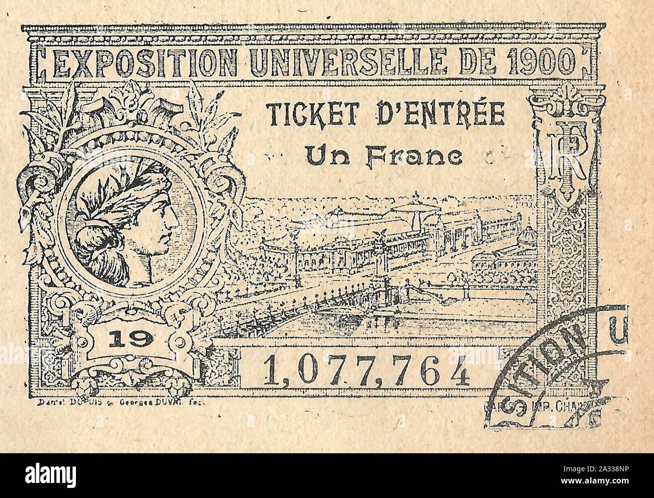 Expo 1900-ticket d'entrée Stock Photo - Alamy