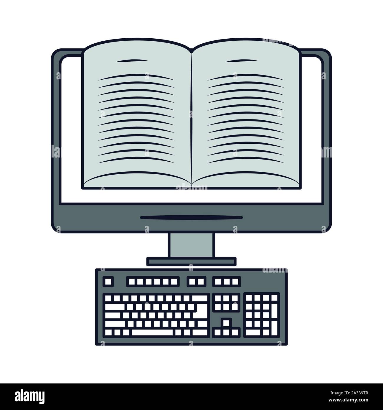 computer and books isolated icon Stock Vector Image & Art - Alamy