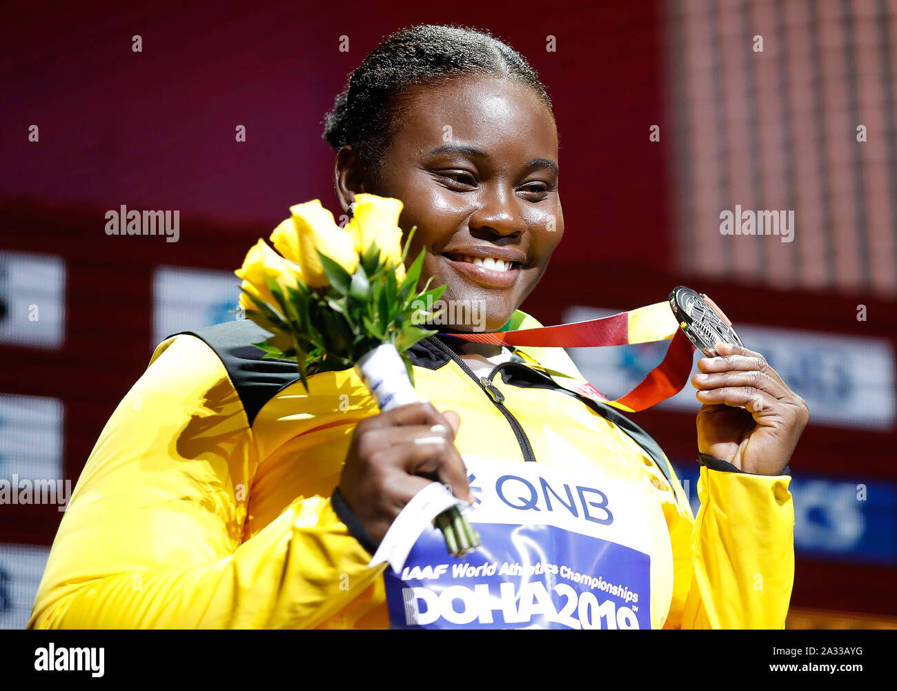 Doha, Qatar. 4th Oct, 2019. Silver medalist Danniel Thomas-Dodd of ...