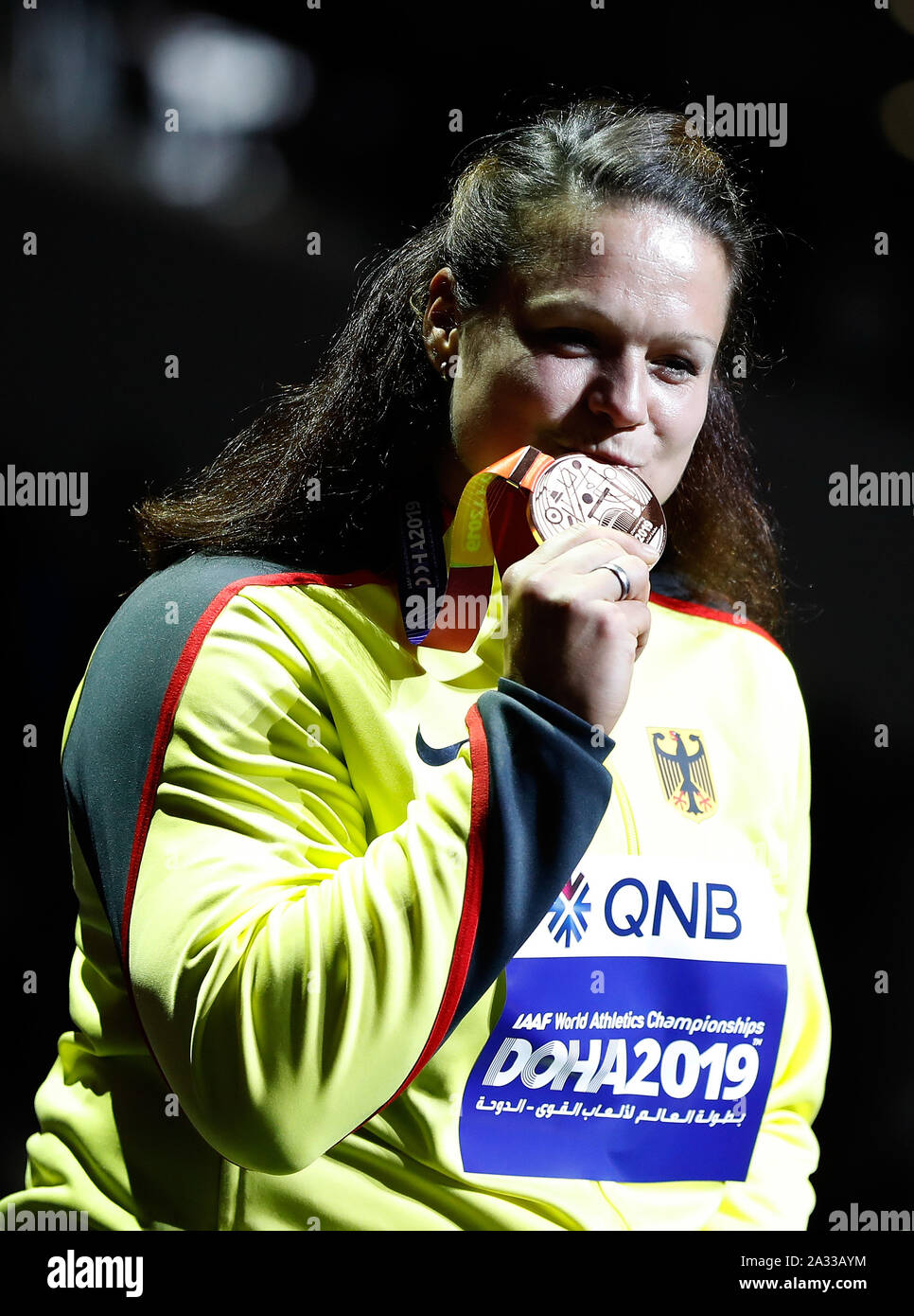 Doha, Qatar. 4th Oct, 2019. Bronze medalist Christina Schwanitz of ...