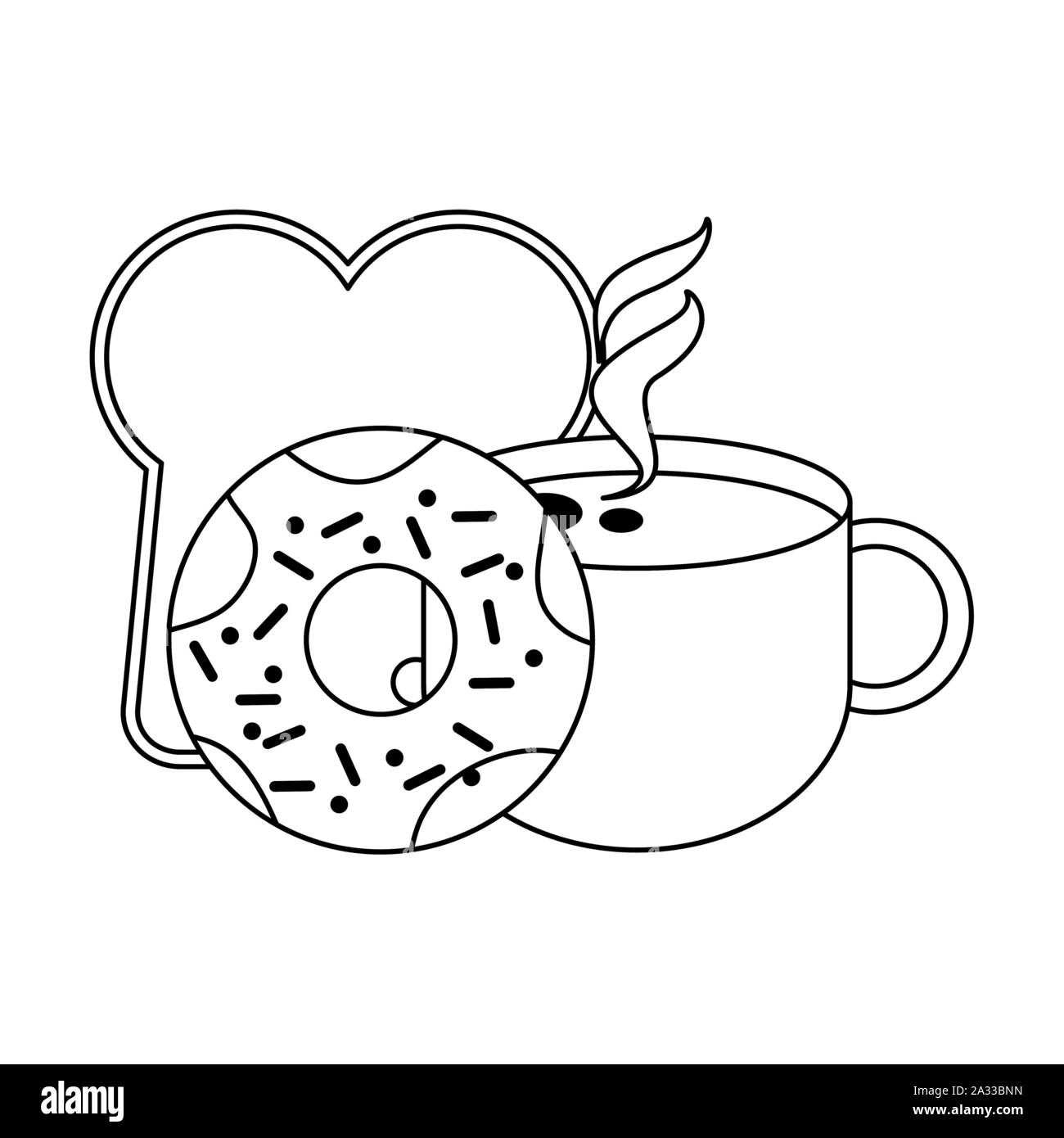 Fresh coffee donut sweet Stock Vector Images - Alamy