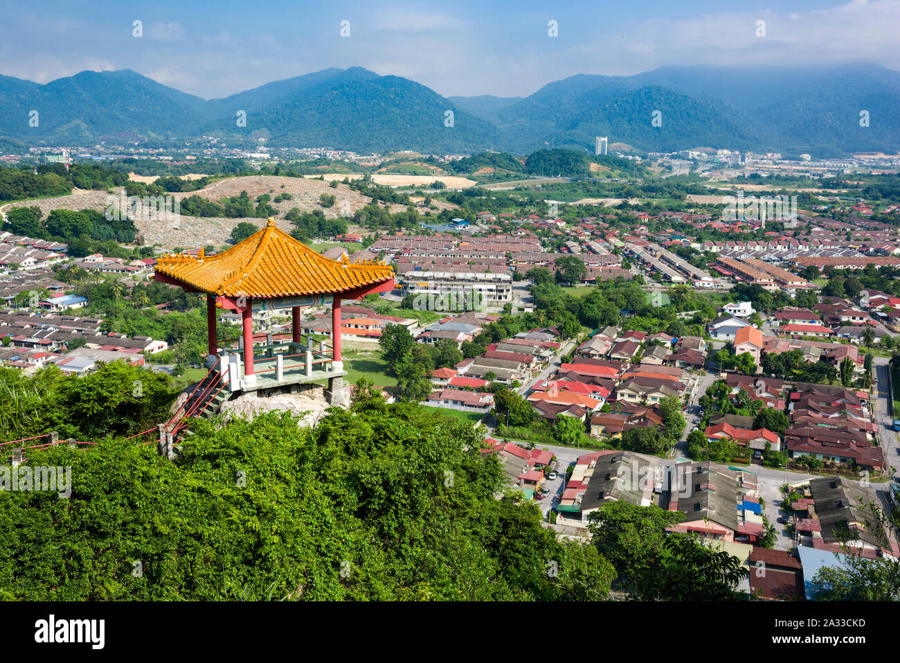 Perak,Malaysia, 08 Aug 2015: City view of town from top of Perak Cave ...