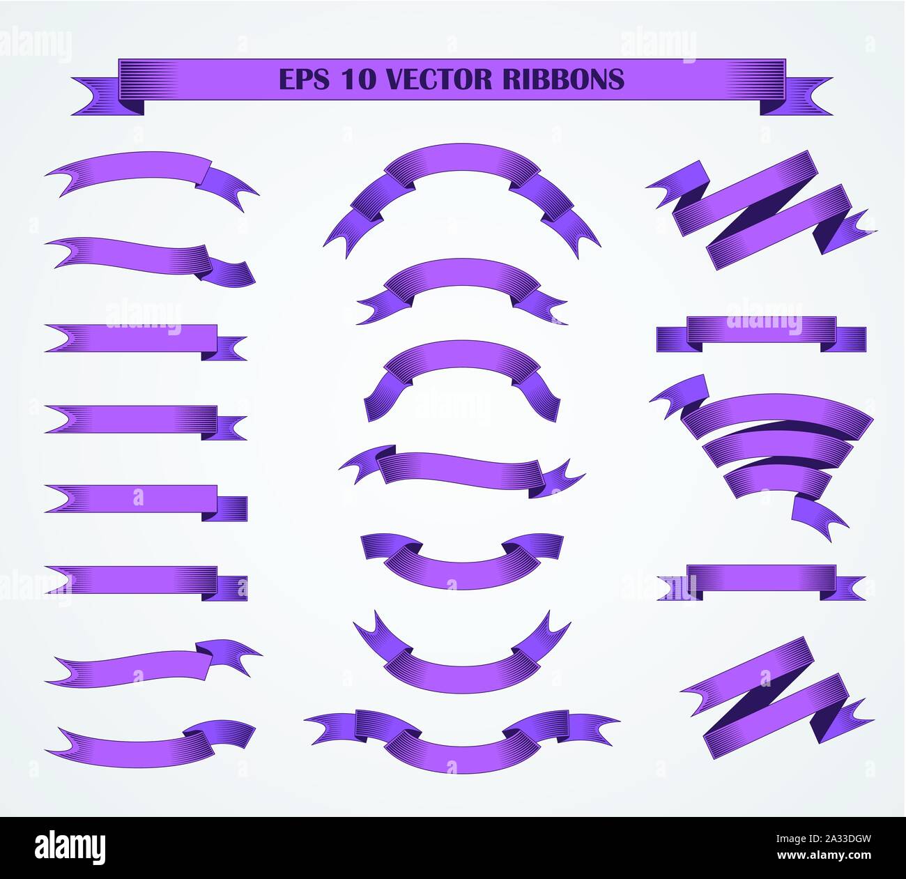 Design elements. Set of Purple vector ribbons or banners Stock Vector ...