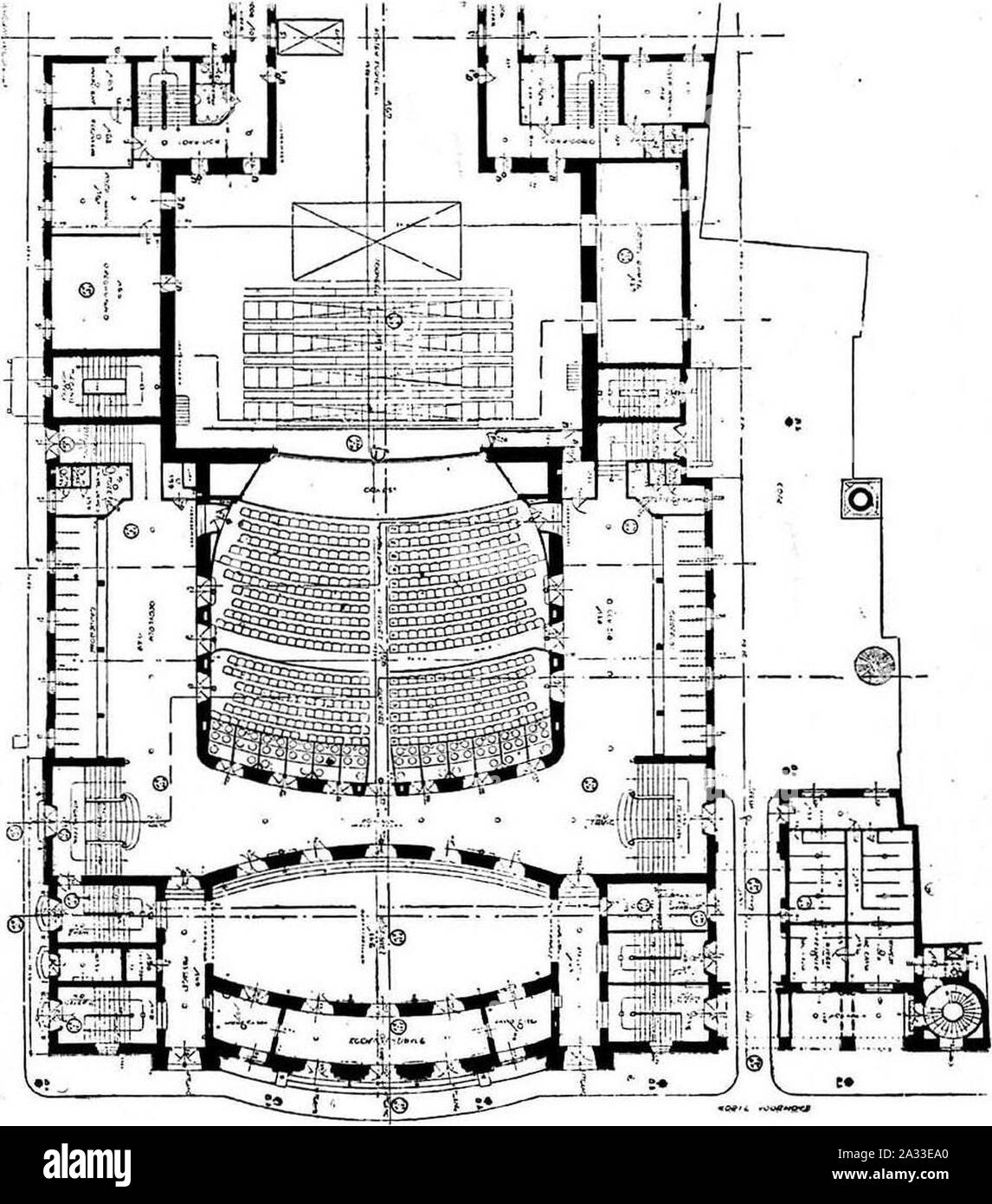 F. Fellner and H. Helmer design theatre The Hague plan Stock Photo - Alamy