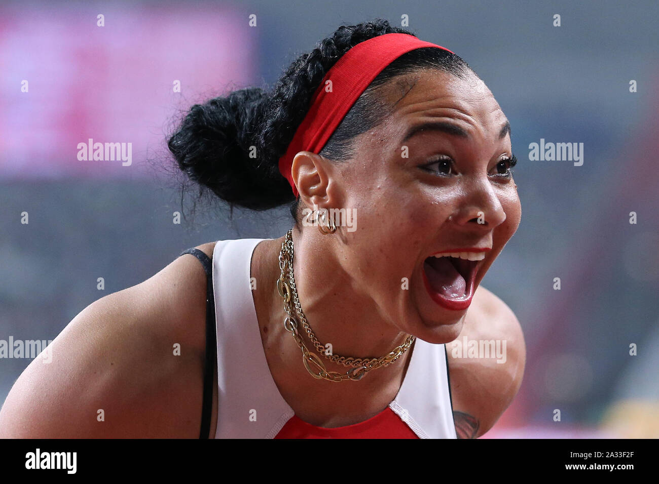 Doha, Qatar. 4th Oct, 2019. Yaime Perez of Cuba celebrates after the ...