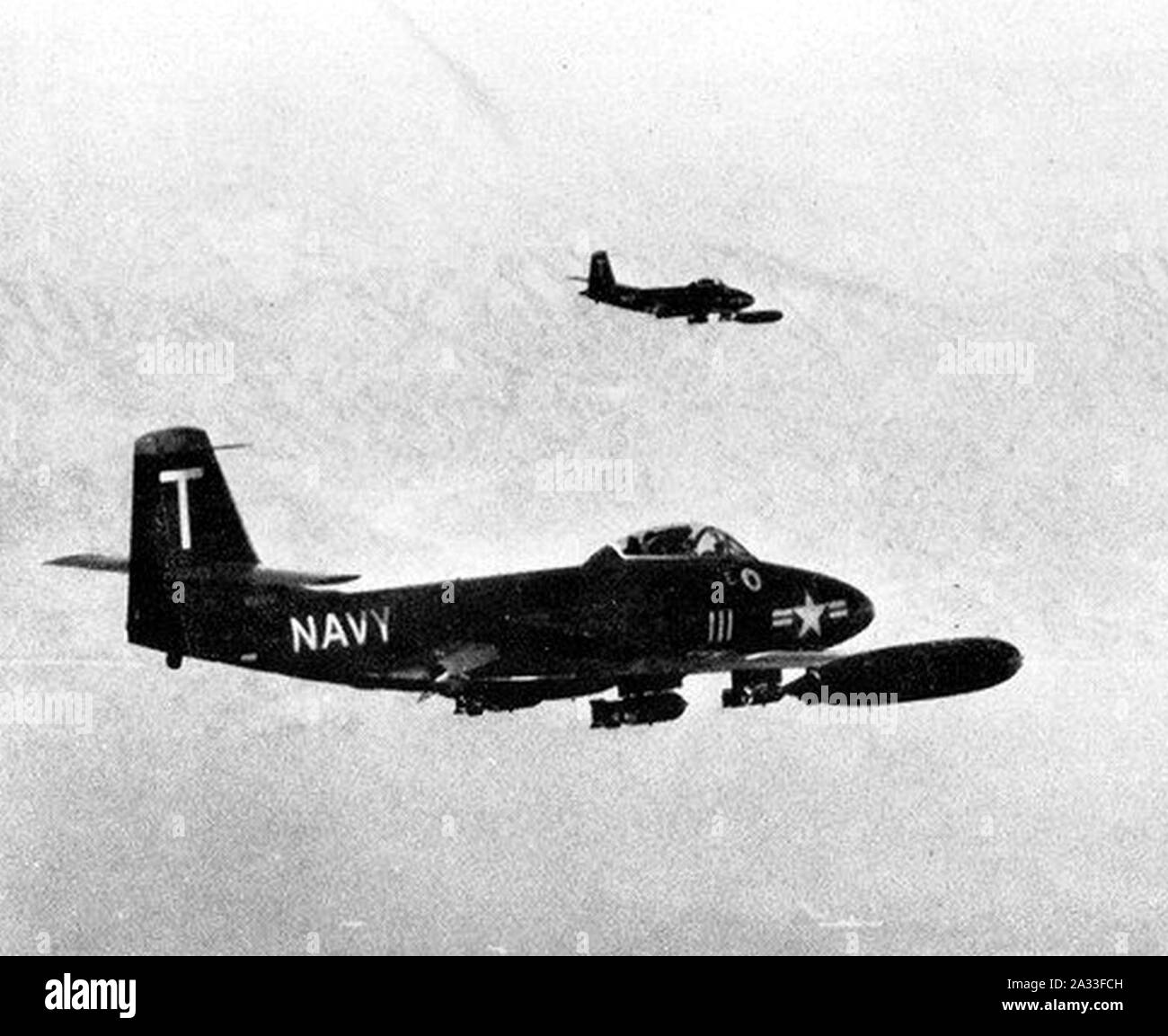 F2H Banshees of VF-11 with bombs over Korea c1952 Stock Photo - Alamy
