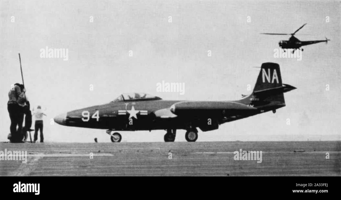 F2H-2N VC-4 on USS FD Roosevelt (CVB-42) 1950 Stock Photo - Alamy