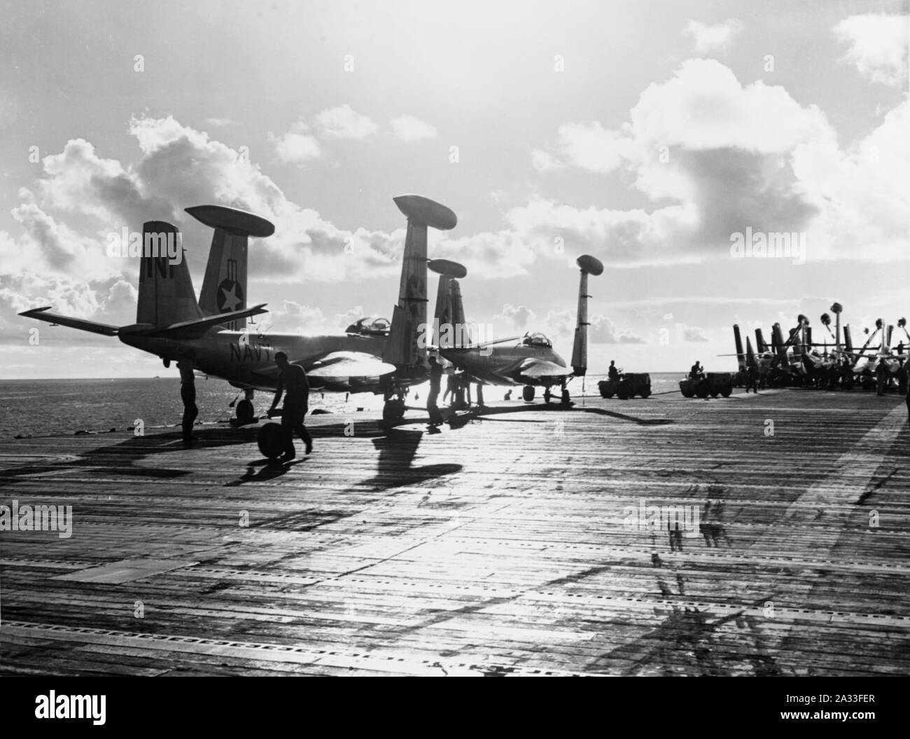 F2H-3 Banshees of VC-3 aboard USS Hornet (CVA-12) on 1 October 1954 (80 ...