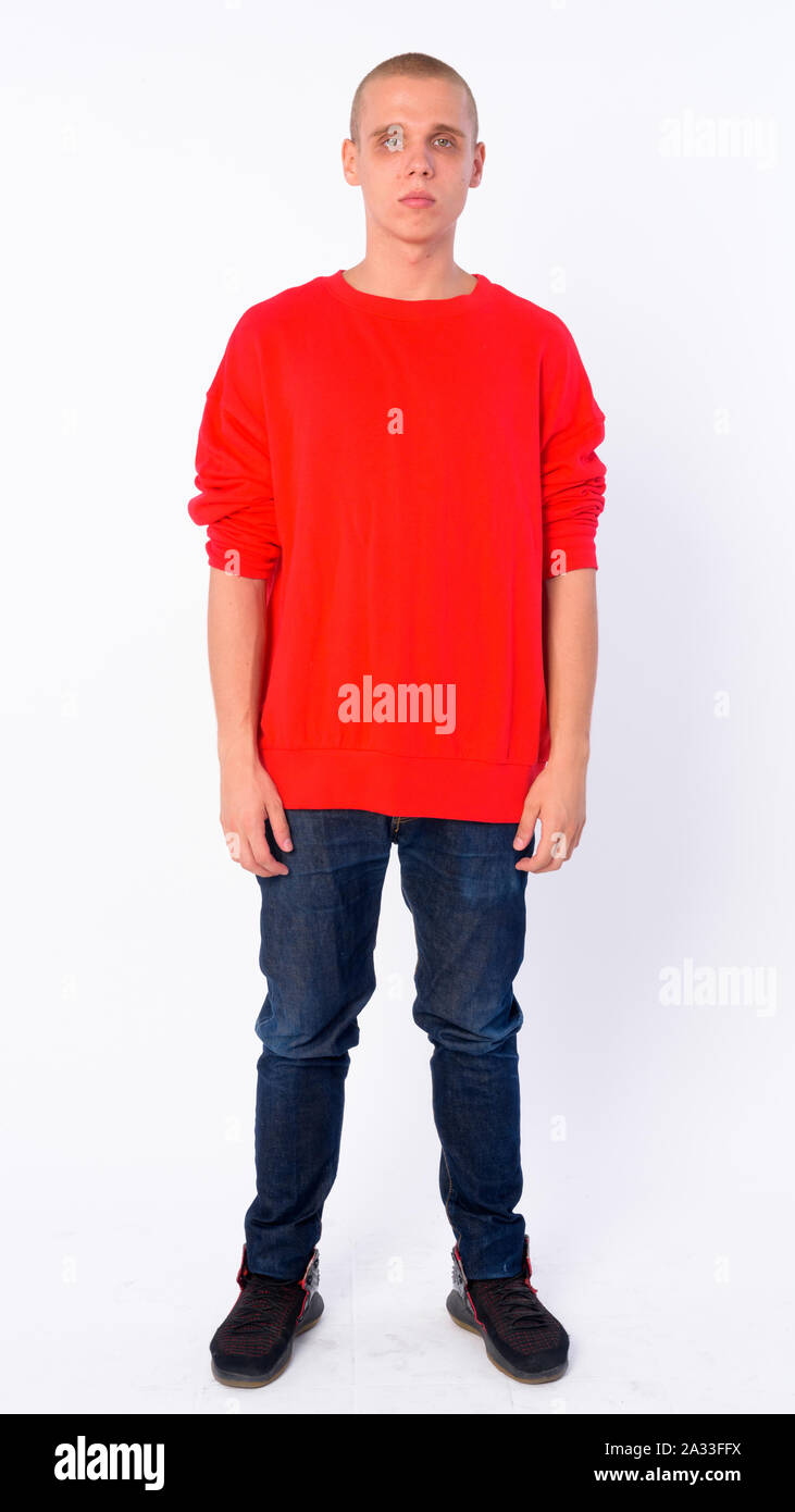 Full body shot of young bald man Stock Photo - Alamy