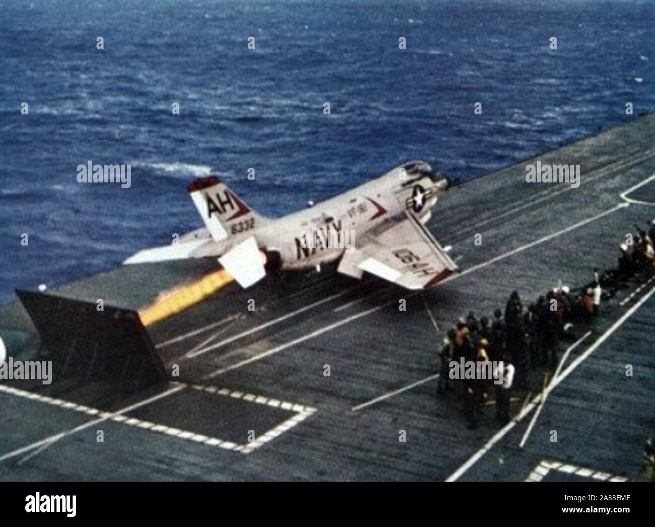 F3H-2 of VF-161 is launched from USS Oriskany (CVA-34) 1962 Stock Photo ...