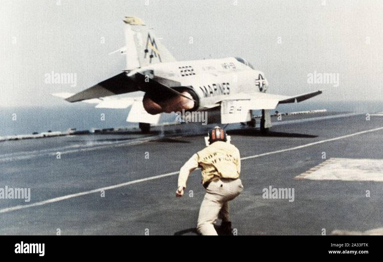 F-4B of VMFA-531 is launched from USS Forrestal (CVA-59) c1973 Stock ...