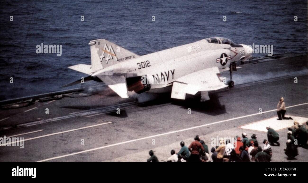 F-4B VF-74 launching from USS Forrestal (CVA-59) c1970 Stock Photo - Alamy