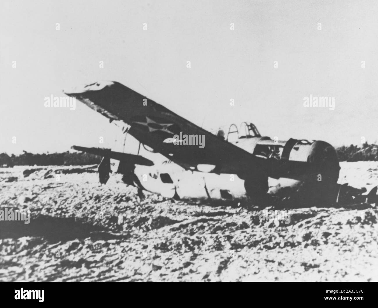 F4F-3 wreck VMF-211 Wake Island 1941 Stock Photo - Alamy