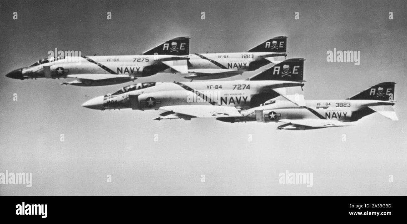 F-4J Phantom IIs of VF-84 in flight c1971 Stock Photo - Alamy