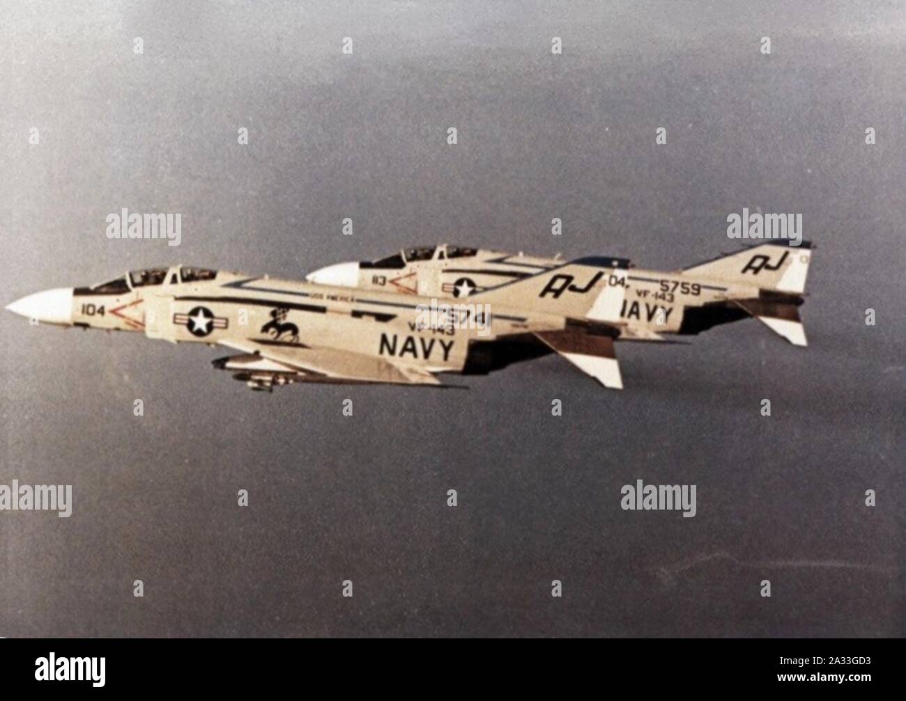 F-4J Phantoms VF-143 in flight 1974 Stock Photo - Alamy