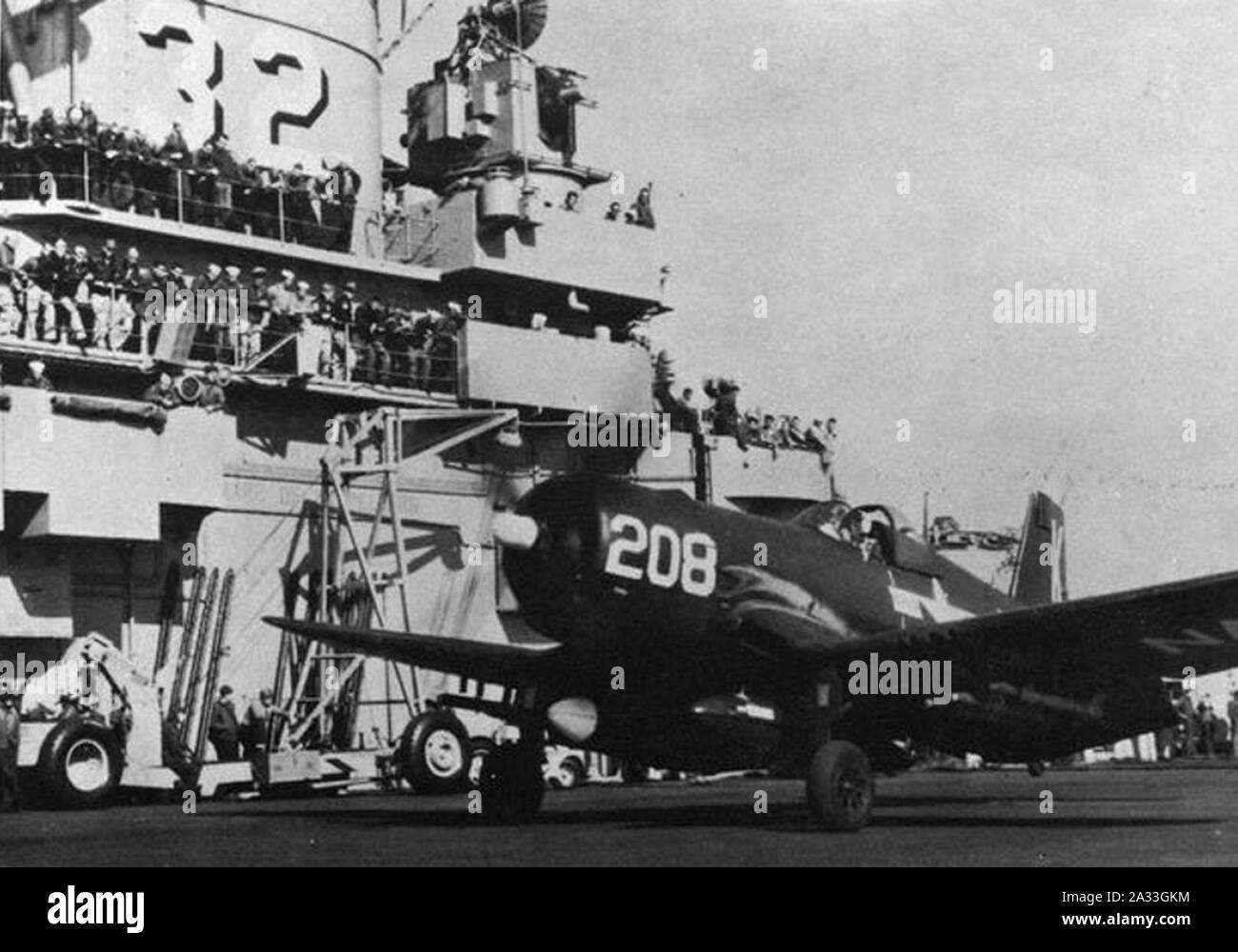 F4U-4 Corsair of VF-32 aboard USS Leyte (CV-32), circa in 1950 Stock ...