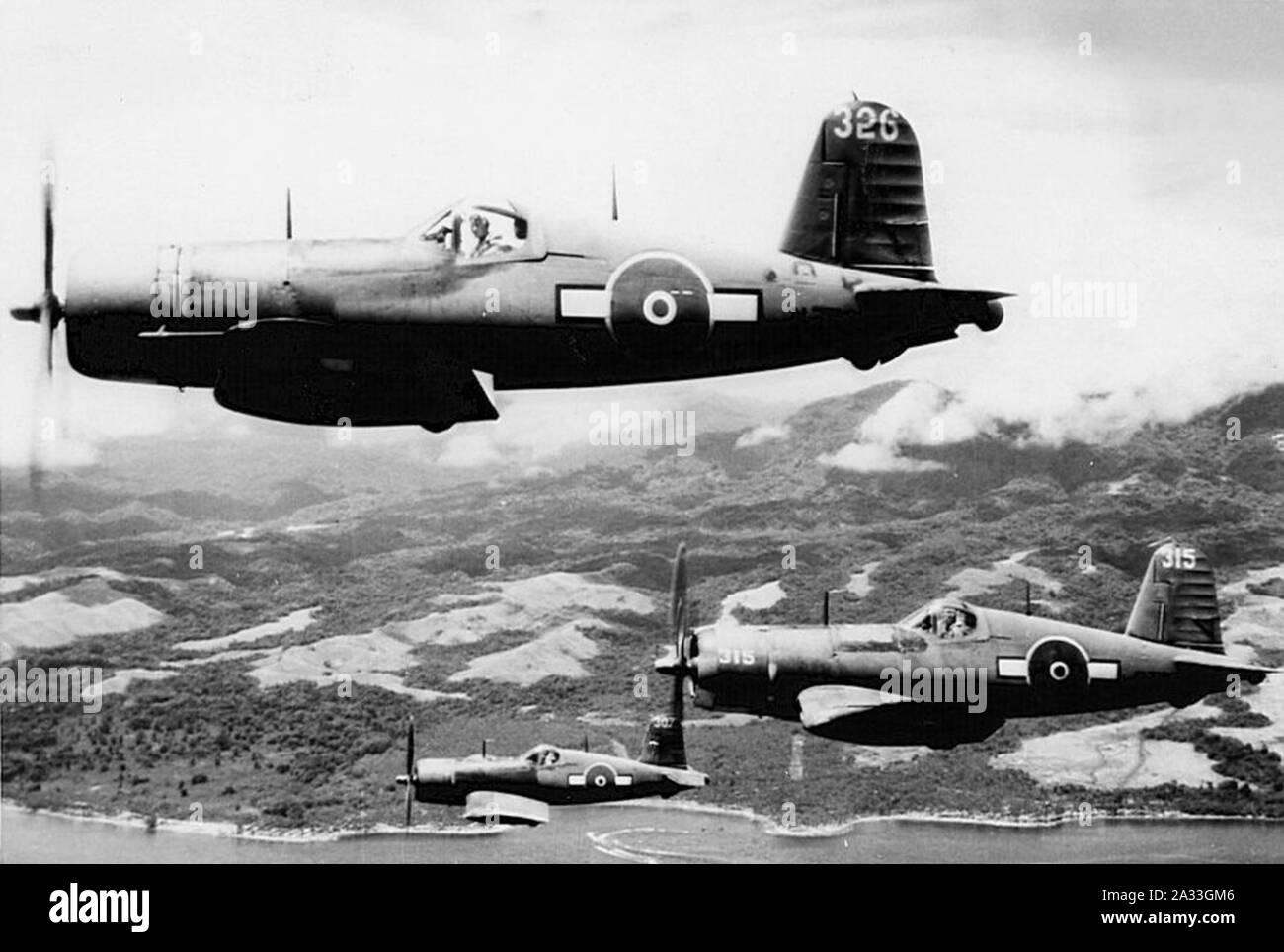 F4U-1 Corsairs of 26 Squadron RNZAF in flight 1945 Stock Photo - Alamy
