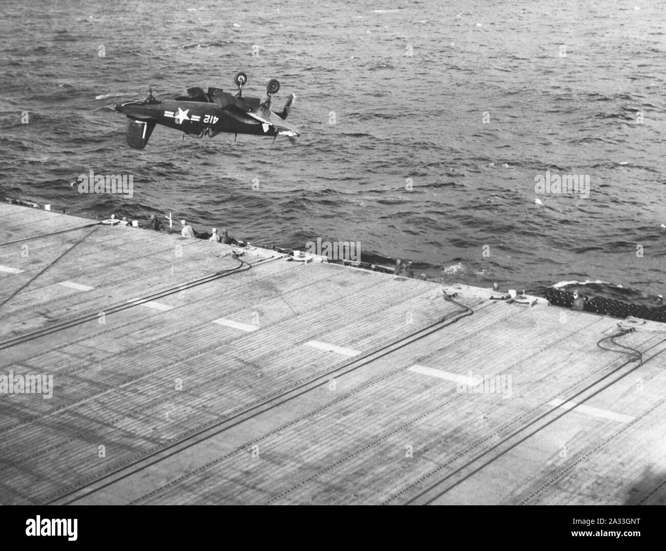 F4U-4 of VA-74 crashes near USS Philippine Sea (CV-47) 1949 Stock Photo ...