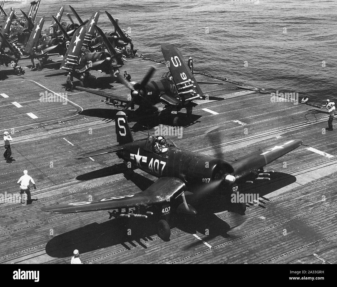 F4U-4B of VF-54 on USS Valley Forge (CV-45) in 1950 Stock Photo - Alamy