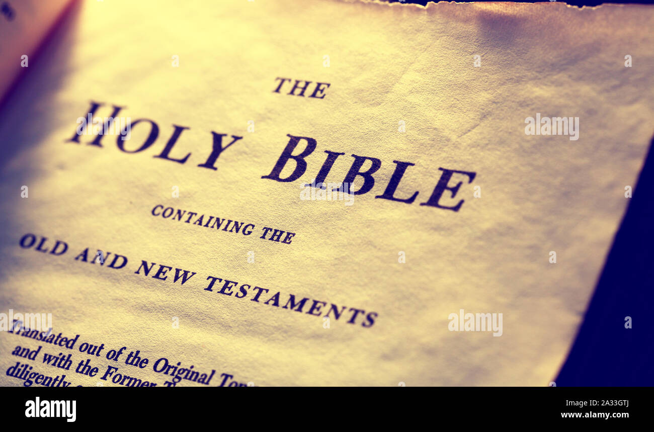 Close up Old Holy Bible Stock Photo - Alamy