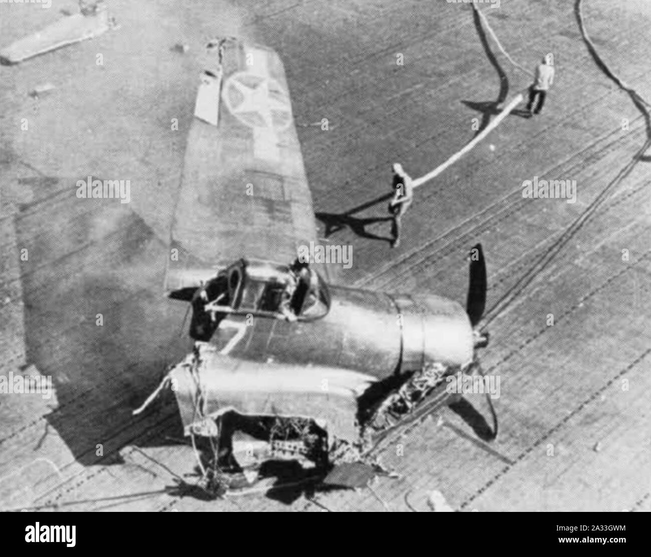 F6F Hellcat crash on carrier off Palau 1944 Stock Photo - Alamy